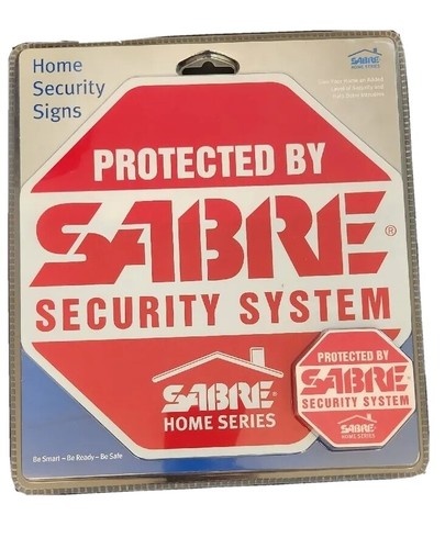 SABRE Weatherproof Security Yard Sign w/ Stake & Five Warning Decals ...