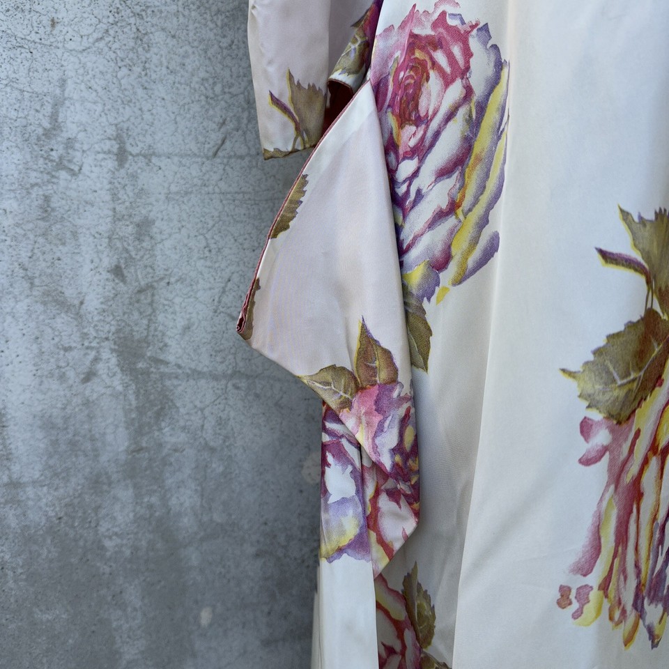 Vintage 1930s 1940s Hooded Rose Print Robe Dress Rose Print Rayon ...