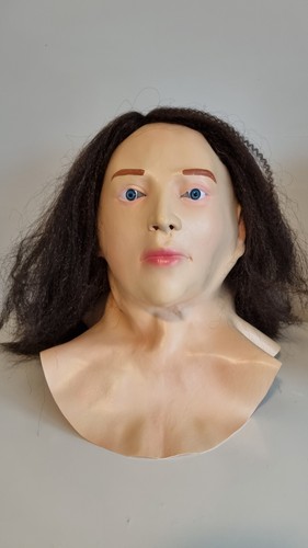 Halloween Latex Mask Female Disguise Rubber Full Head with Black curly ...