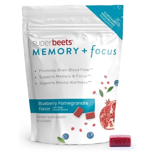 HumanN SuperBeets Memory & Focus Chews Blueberry Pomegranate,30 Count ...