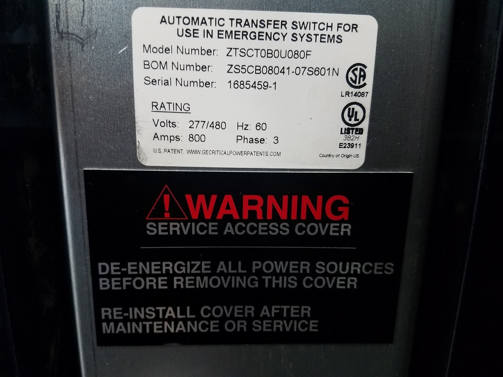 ZENITH ZTS, 277/480VOLTS, 800AMPS, 60HZ, PHASE 3, MX250 ENTELLI-SWITCH ...
