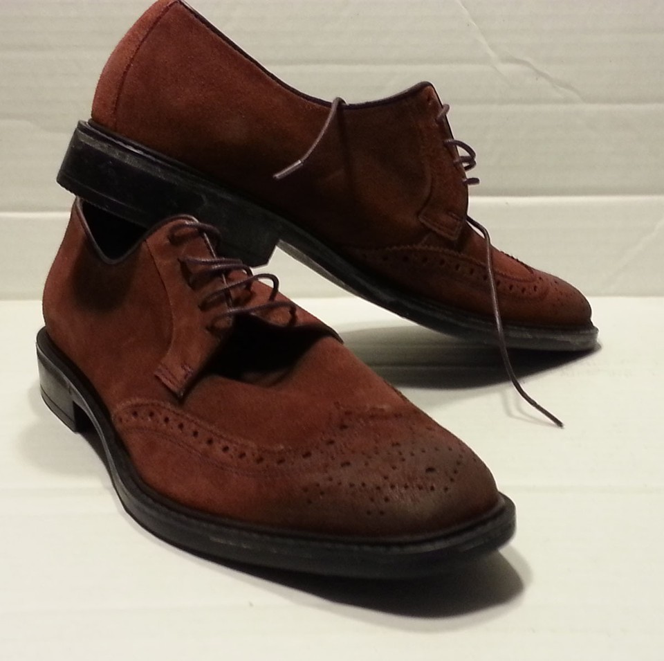 Kenneth Cole men's wing tip brown suede shoes size 8.5 (41.5) Brick ...