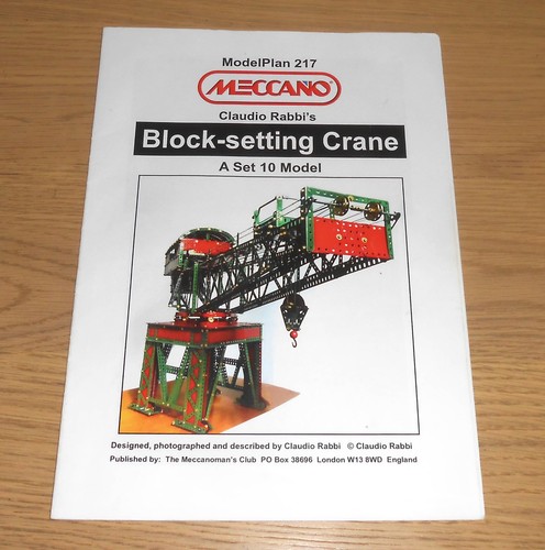 MECCANO MODEL PLANS No.217 BLOCK-SETTING CRANE by CLAUDIO RABBI | eBay UK