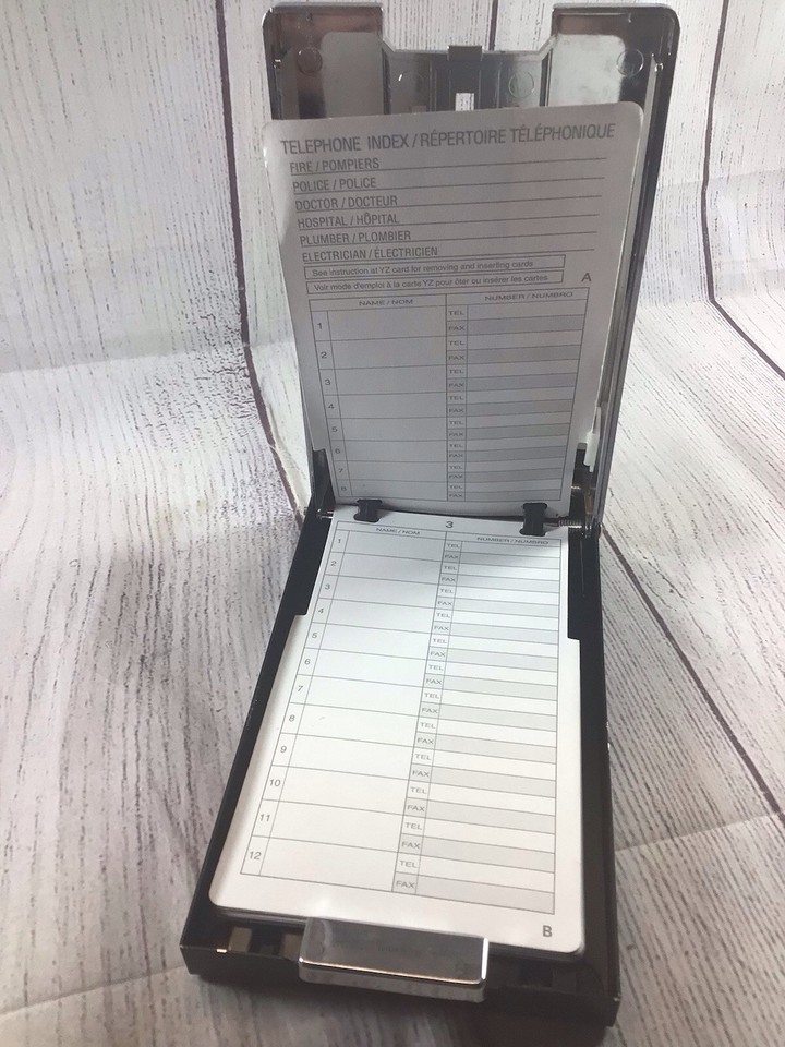VINTAGE PHONE METAL INDEX LIST FINDER FLIP UP Black Chrome DIRECTORY No ...