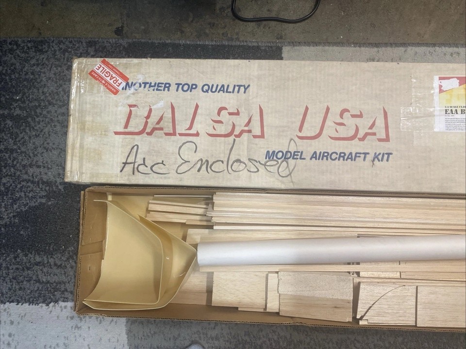 Balsa USA 1/4 Scale EAA Bipe Remote Control Balsa Wood Airplane Kit ...