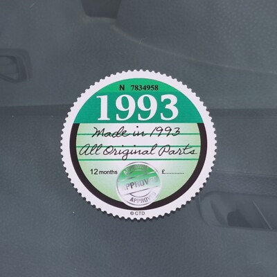 1993 Green Tax Disc Replacement Retro Vinyl Sticker Decal For Car ...