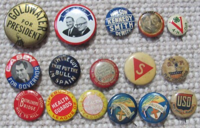 Lot of 16 Vintage Pin Back Buttons Barry Goldwater, Non-Political | eBay