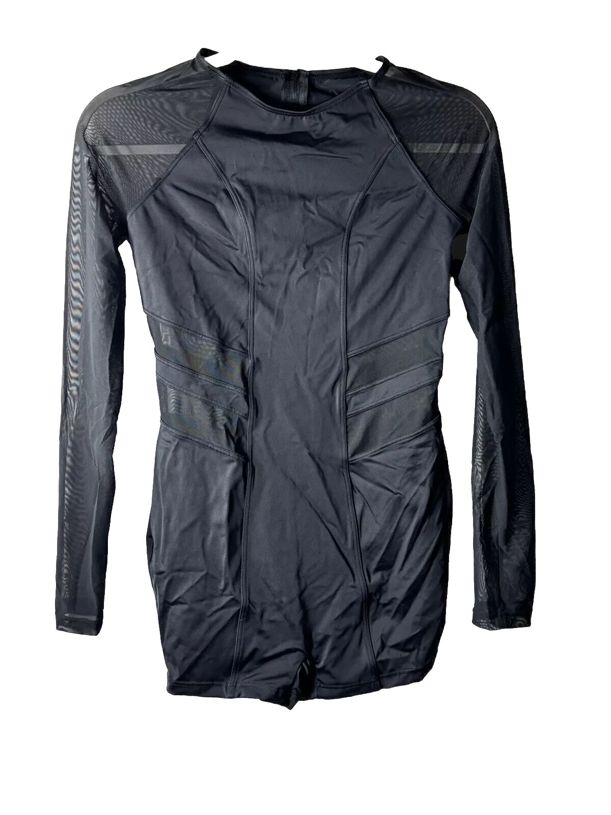 Balera Black leotard Long Sleeve Mesh Turtleneck Bike… - Gem