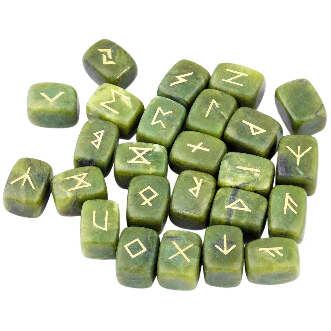 Green Jade Cube Rune Set Crystal Stones Set Elder Reiki Healing ...