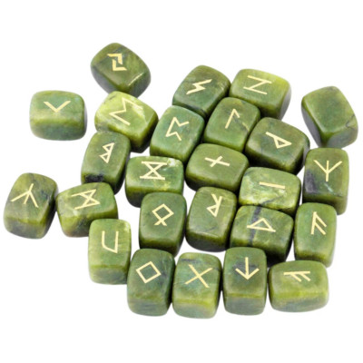 Green Jade Cube Rune Set Crystal Stones Set Elder Reiki Healing ...