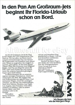 1980 PAN AM ad McDonnell Douglas DC-10 American World airways airlines ...