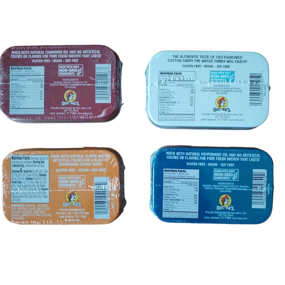 Lot Of 4 Buc-ee's Tin Mints Peppermint Cinnamon Cotton Candy Orange ...