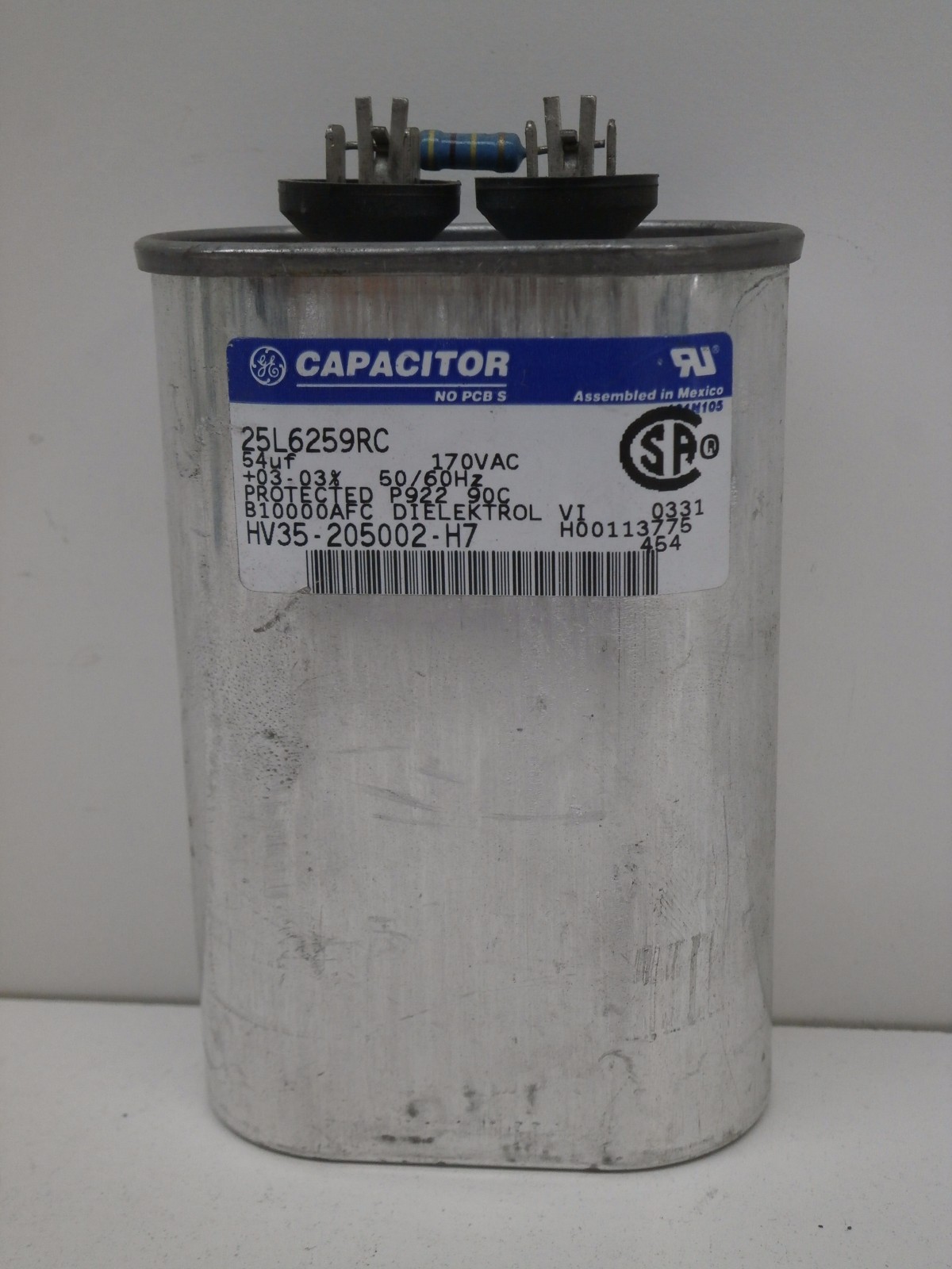 GE 25L6259RC Dielektrol Capacitor 54uF 54µf 54MFD 170VAC 170V for sale ...