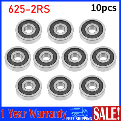 10Pcs 625-2RS 5x16x5mm Deep Groove Ball Bearing Double Sealed Bearings ...
