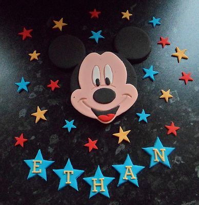 HANDMADE MICKEY MOUSE STARS PERSONALISED BIRTHDAY CAKE TOPPER ...