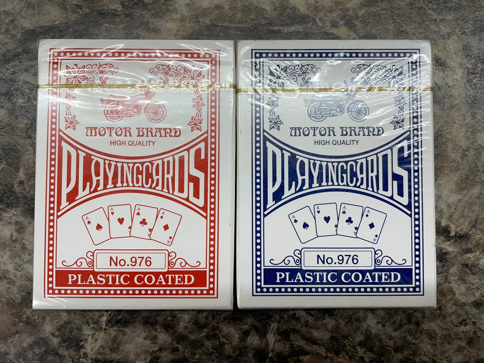 2 Decks Motor Brand Playing Cards No. 976 Plastic Coated Blue & Red | eBay