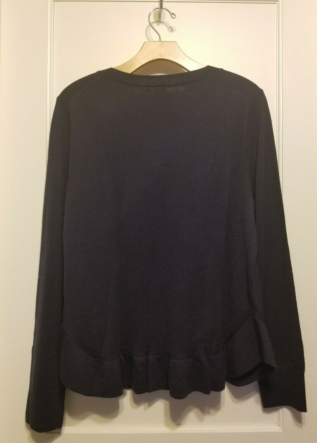 Gap Women's Ruffle-hem Crewneck Sweater, Nylon/Wool, Navy, Size L, NWT ...