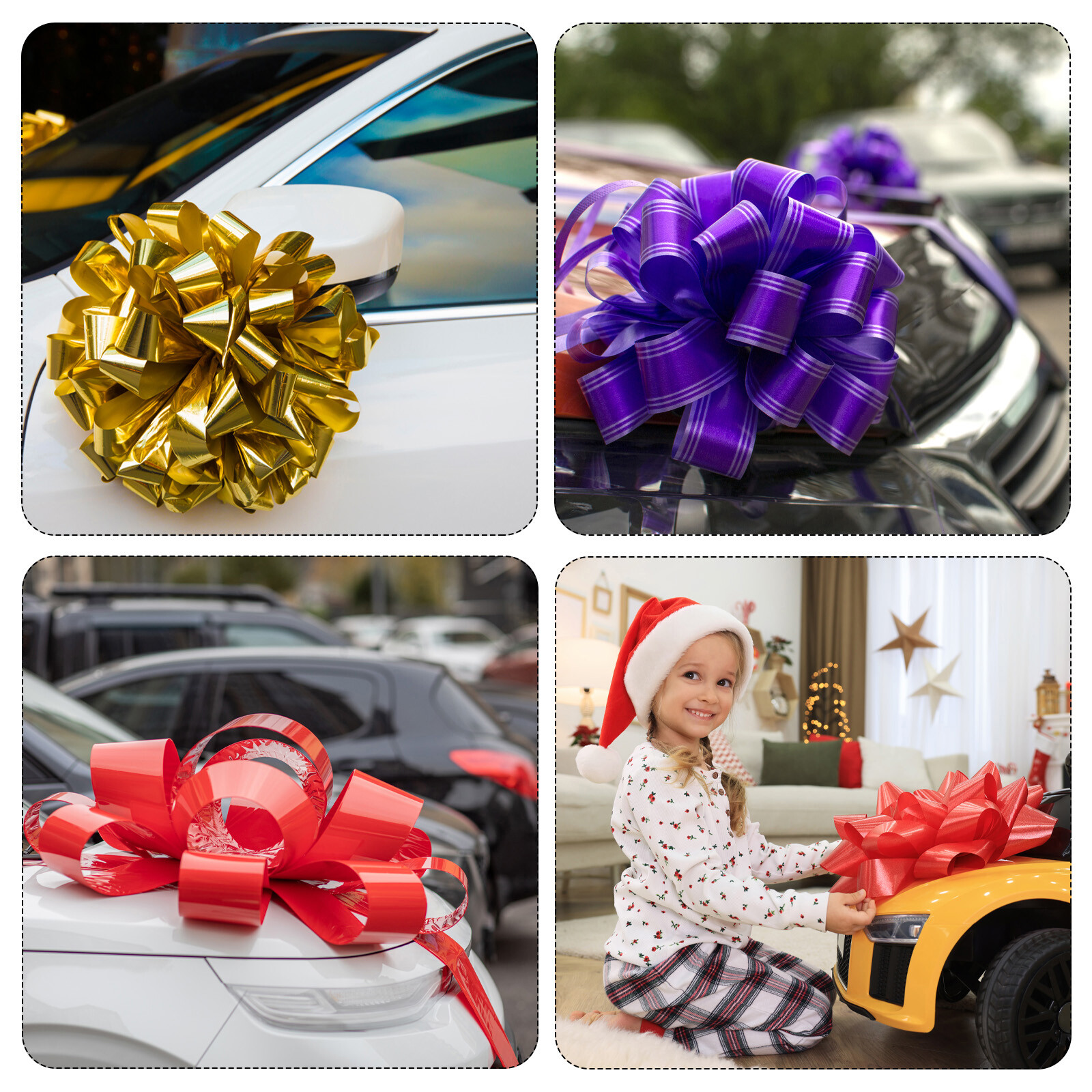 2pcs 18 Inch Extra Giant Large Pull Bow Christmas Metallic Ribbon Red ...