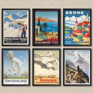 A4 Vintage Travel Posters: Swiss Suisse Switzerland Berne Montreaux ...