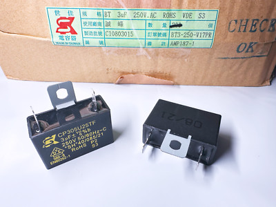 2PCS CP305U25TF BT 3uF 250VAC SEIKA Fan Motor Capacitor 3uF ±10/5% 3 ...