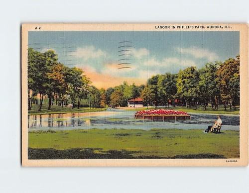 Postcard Lagoon in Phillips Park Aurora Illinois USA | eBay