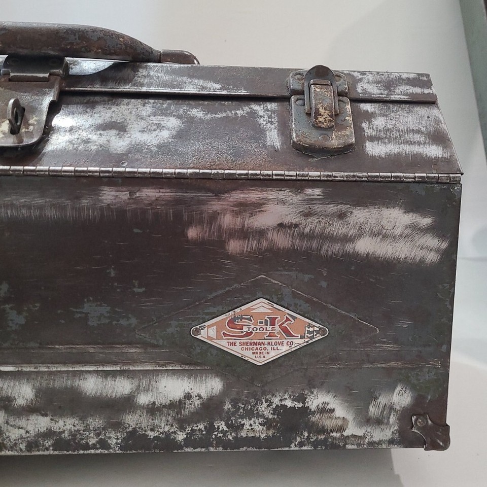 S-K Sherman Klove Plumbers Tool Box W/ Tray Vintage SK Tools all Metal ...