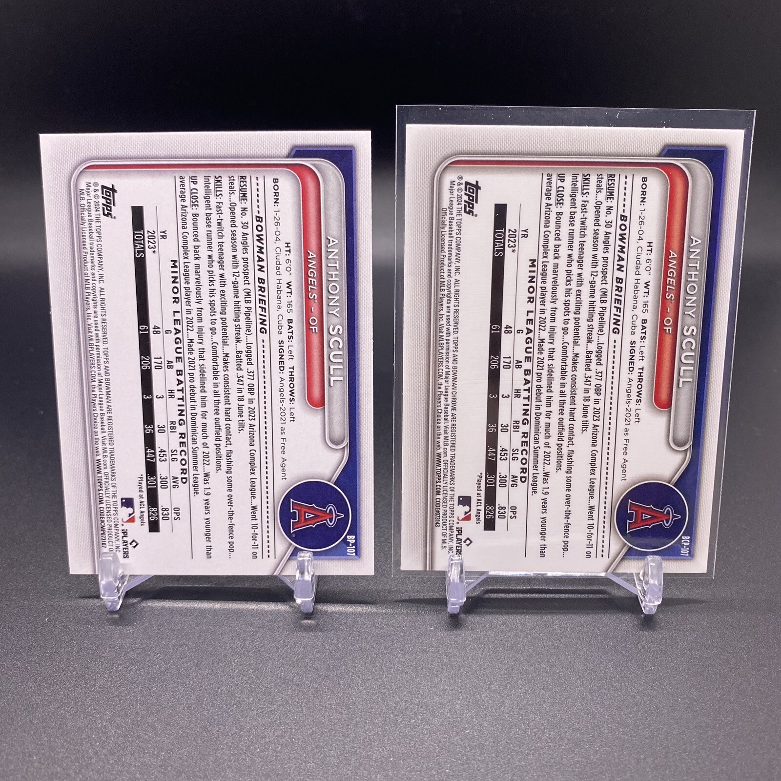 2024 1st Bowman Chrome Anthony Scull RC Los Angeles Angels Rookie #107 ...