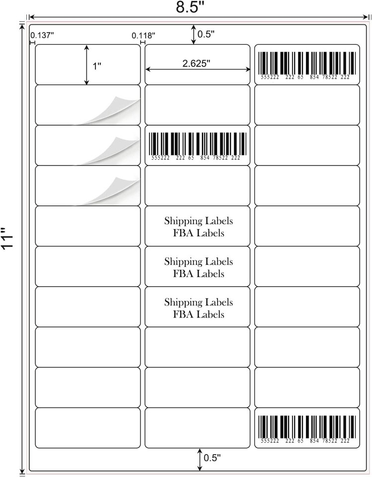 3000 White Address Labels 1x2.63 Inch Laser Inkjet Matte Mailing ...