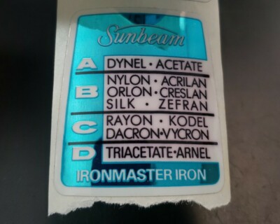 NOS Sunbeam Ironmaster Iron Factory Sticker | eBay