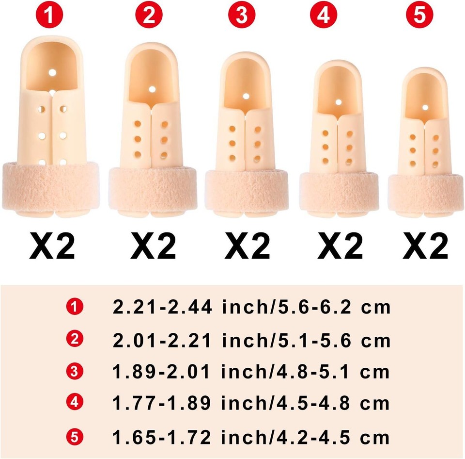 10 Piece Skin Color Orthopedic Finger Splint Assortment For Mallet ...