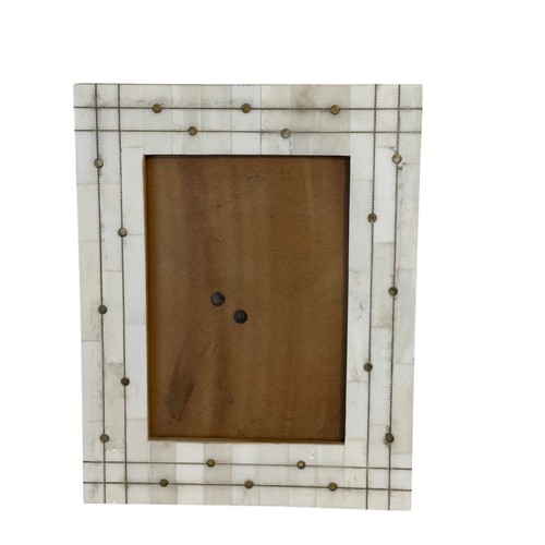 Resin Wood Picture Frame Rectangle With Stand Brass Trim | eBay