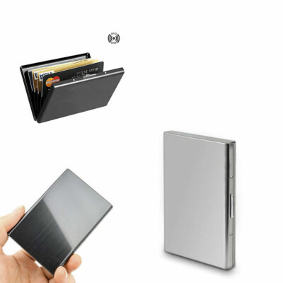 Metal Aluminum Wallet RFID Blocking Crash Proof Credit Card Holder Case ...