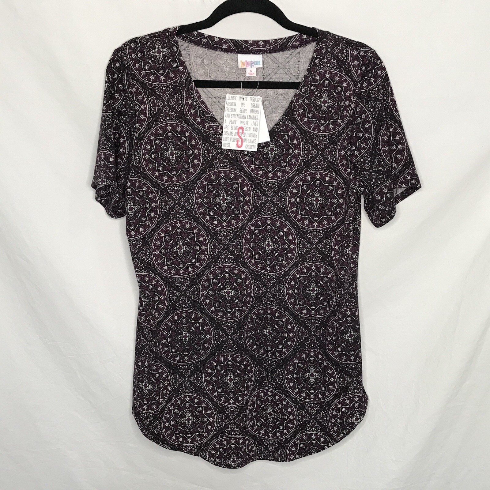 NWT LuLaRoe Iris Tunic Top Sz Small Plum Purple Black Mandala Medallion ...
