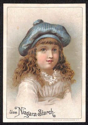 Victorian Trade Card "Use Niagara Starch" Girl w/ Blue Hat / Cap | eBay