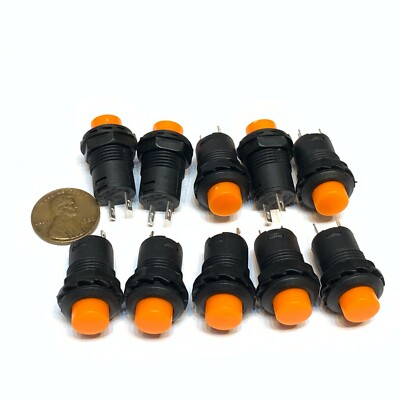10 Pieces Orange Momentary 12mm Switch round push button 12v on off A34 ...