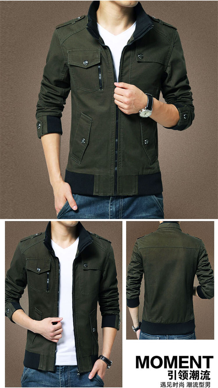 Cotton Mans Jacket Youth Fashion Stand Collar Man Top Jacket Jacket Men ...