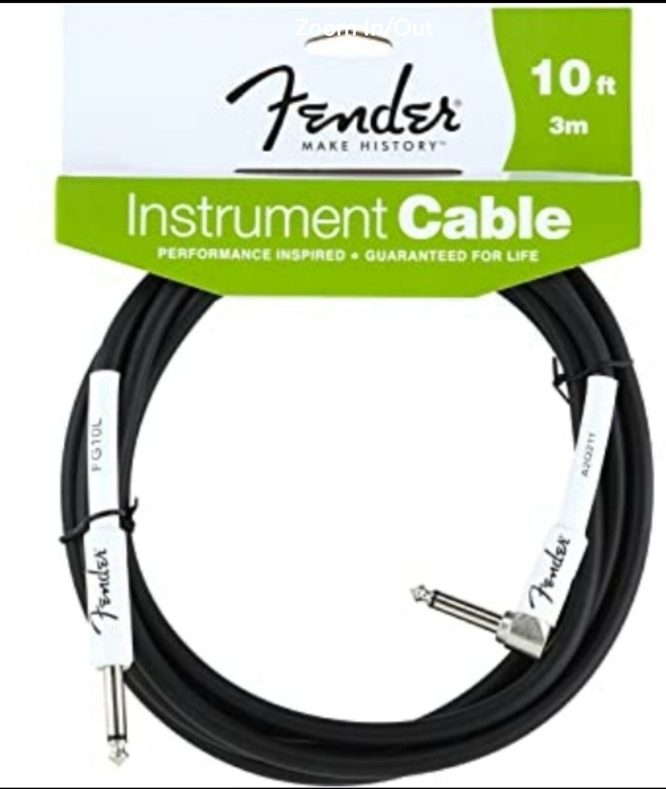 Fender Fg10l Performance Series Angled Instrument Cable 10 FT for sale ...