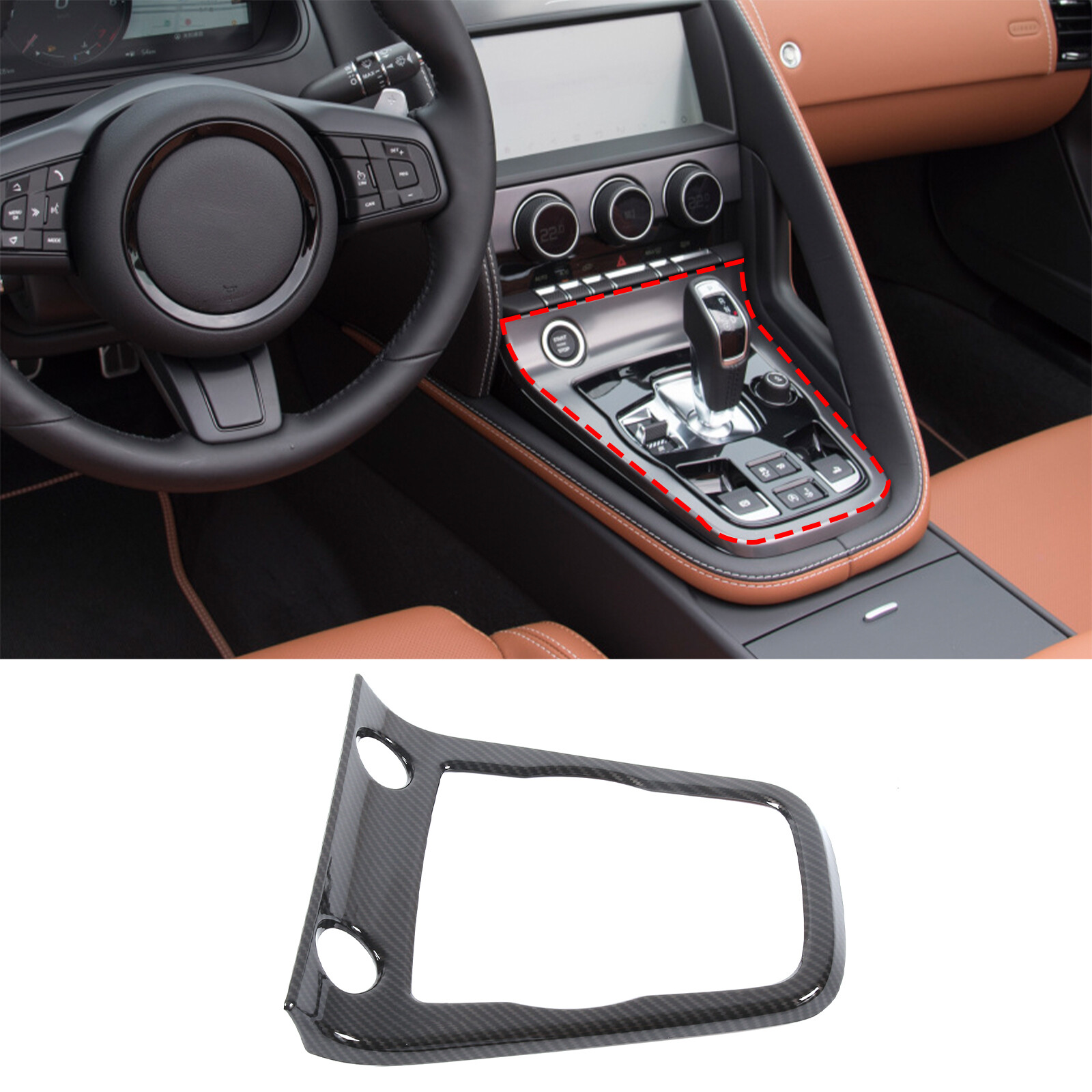 ABS Carbon Fiber Center Console Gear Shift Box Trim Set For Jaguar F ...