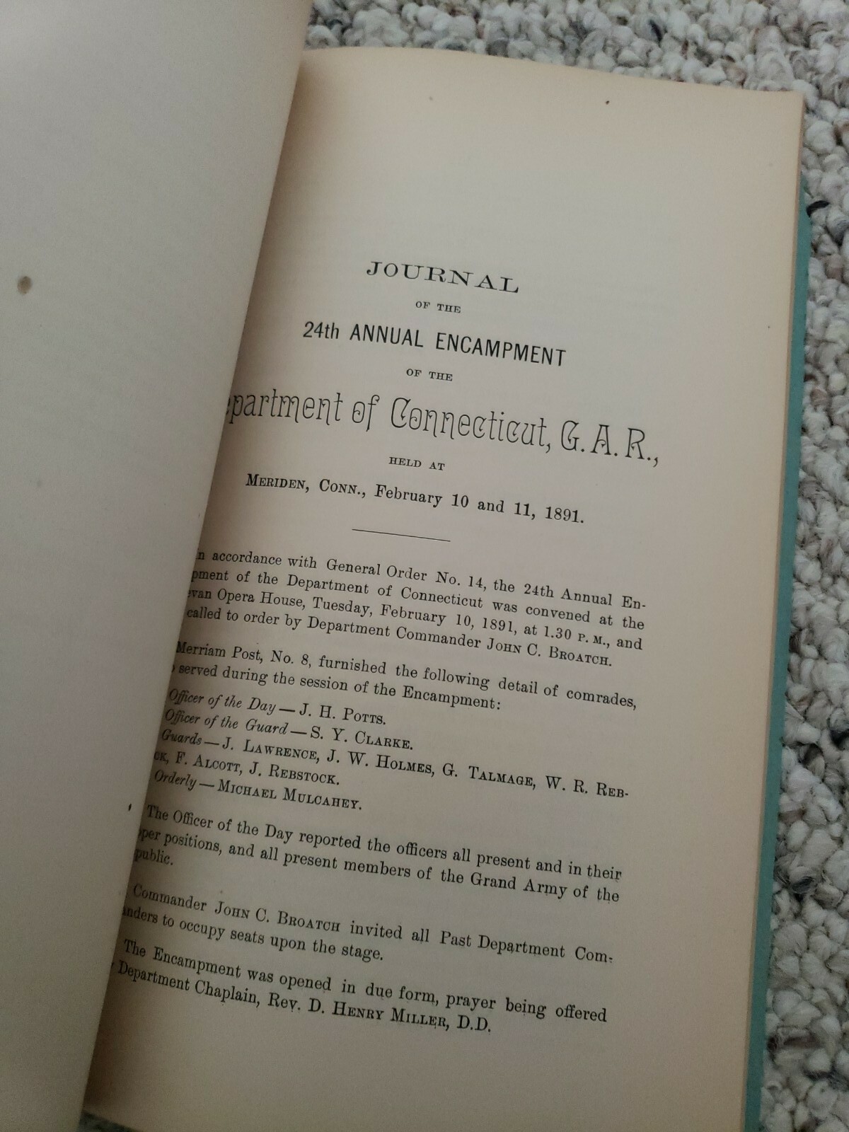 K GAR 1891 MERIDEN CONNECTICUT REUNION JOURNAL | eBay