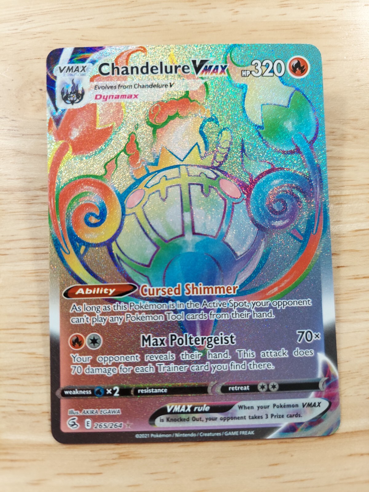 Chandelure Vmax 265/264 Fusion Strike NM Full Art Secret Rainbow Rare ...