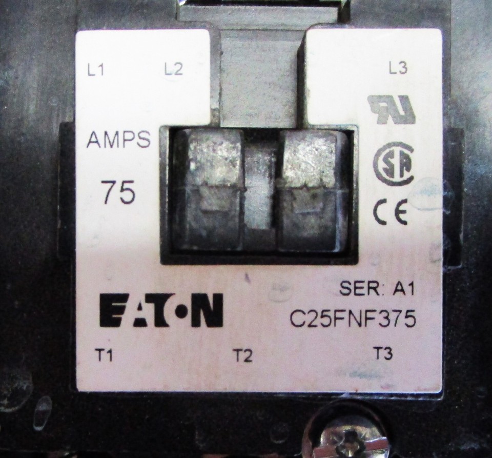 Eaton C25FNF375 Ser A1 Contactor 75-amp w/Auxiliary Contact 75 Used Cut ...