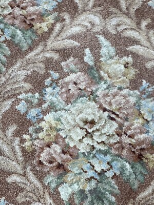 Antique Bigelow Rug~Carpet Wool Floral 12’ Floral Neutral Blush Pink ...