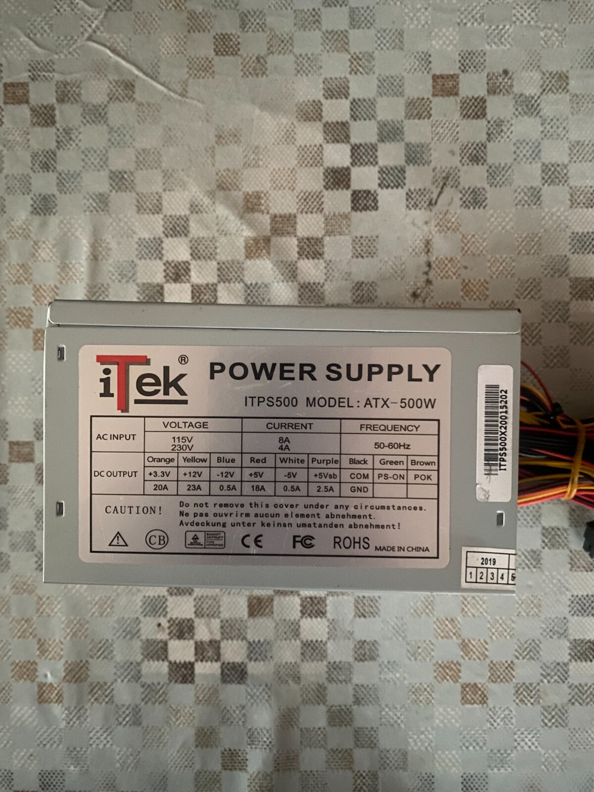 ALIMENTATORE ITEK ITPS500 ITPS500K NBPS500 NBPS500K 500 watt ATX per ...