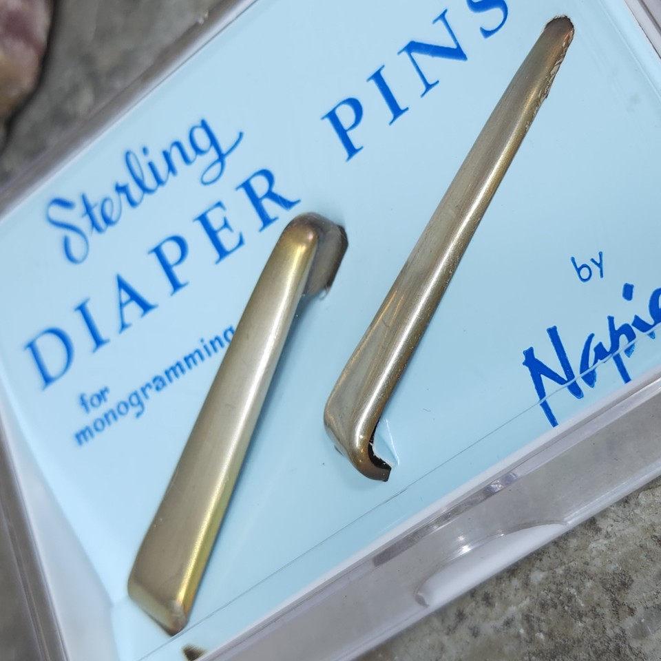 NOS Vintage Napier Sterling Silver Diaper Pin Baby Pins in Box for ...
