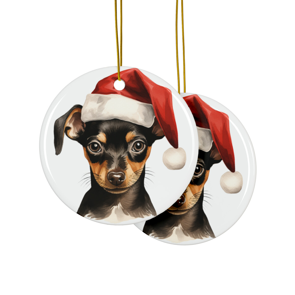 Hanging Ceramic Christmas Tree Ornament - Miniature Pinscher Puppy ...