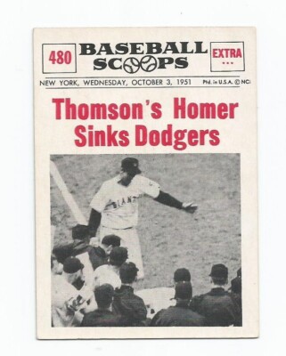1961 NU BASEBALL BOBBY THOMSON CARD 480! "GIANTS WIN THE PENNET" | eBay
