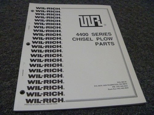 WR Wil-Rich 4400 Series 4410CP 4430CP Chisel Plow Parts Catalog Manual ...