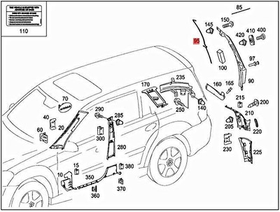 Genuine MERCEDES W164 X164 SUV Left rear pillar Sensor strip 1648706510 ...
