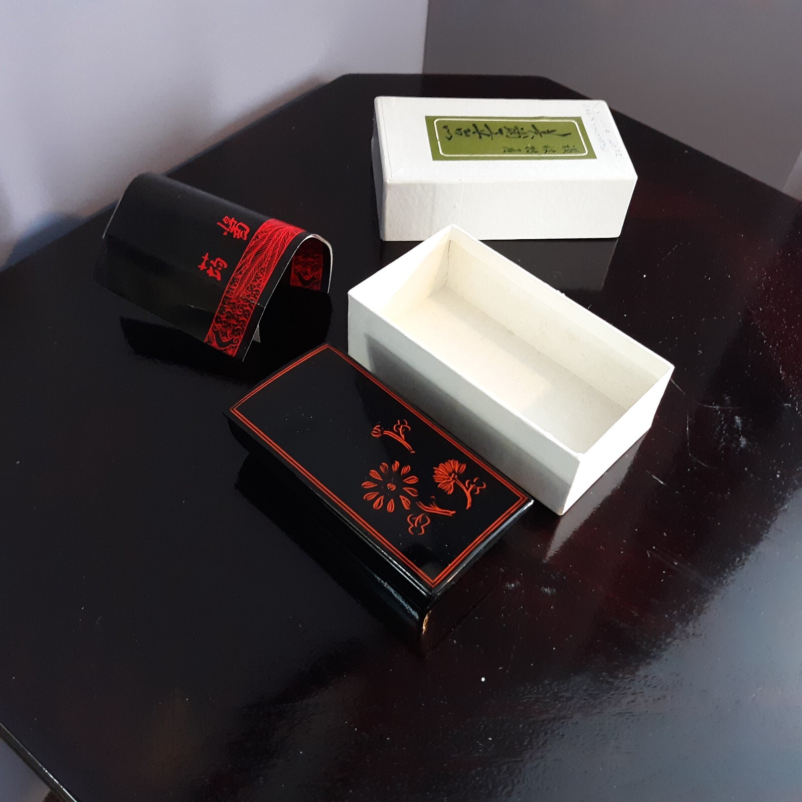 Black Lacquered Takamatsu Kakei Covered Trinket Box in Original Box | eBay