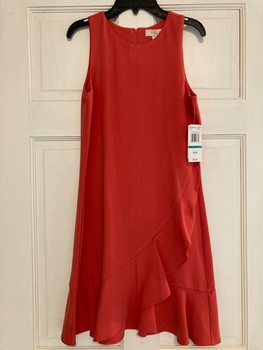 Girls size 16 Coral sleeveless dress with ruffle | eBay